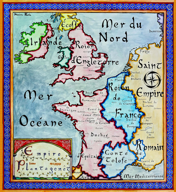 Angevin Empire 1189 – Plantagenet Realm in Old French – CartographyCraft